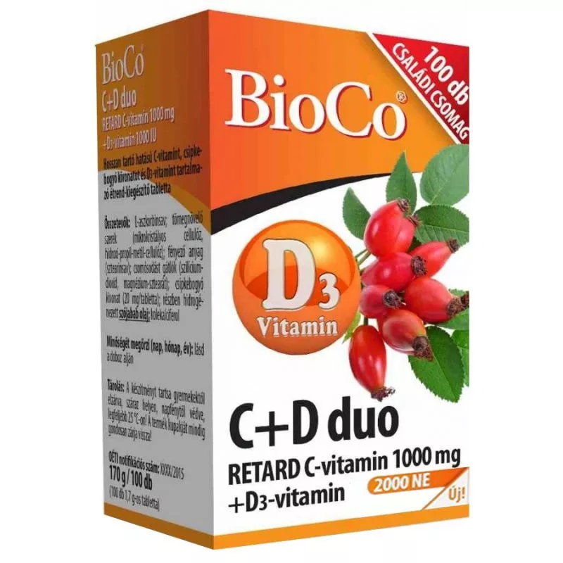 Bioco c+d duo retard c-vitamin 1000 mg + d3-vitamin 2000ne f